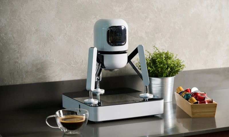 Dit koffiezetapparaat van LG is een 'maanlander' die koffiecups mixt ...